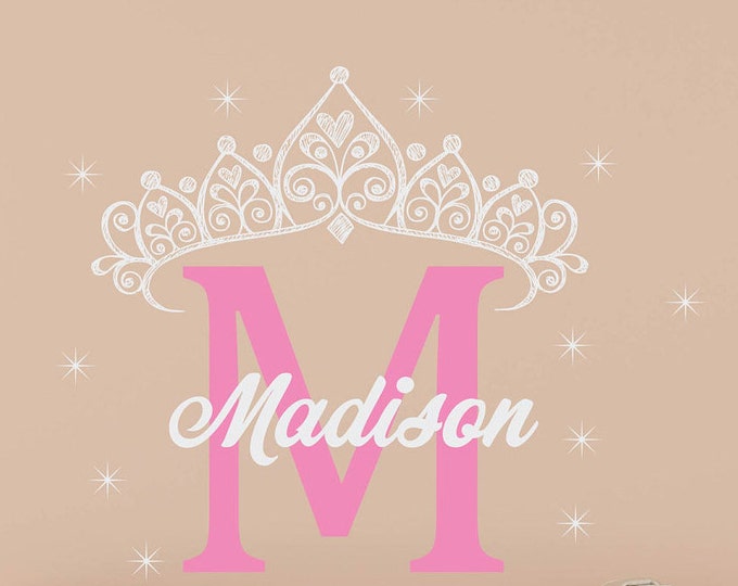 Personalized Name Wall Decal Crown Name Decal Princess Crown - Etsy