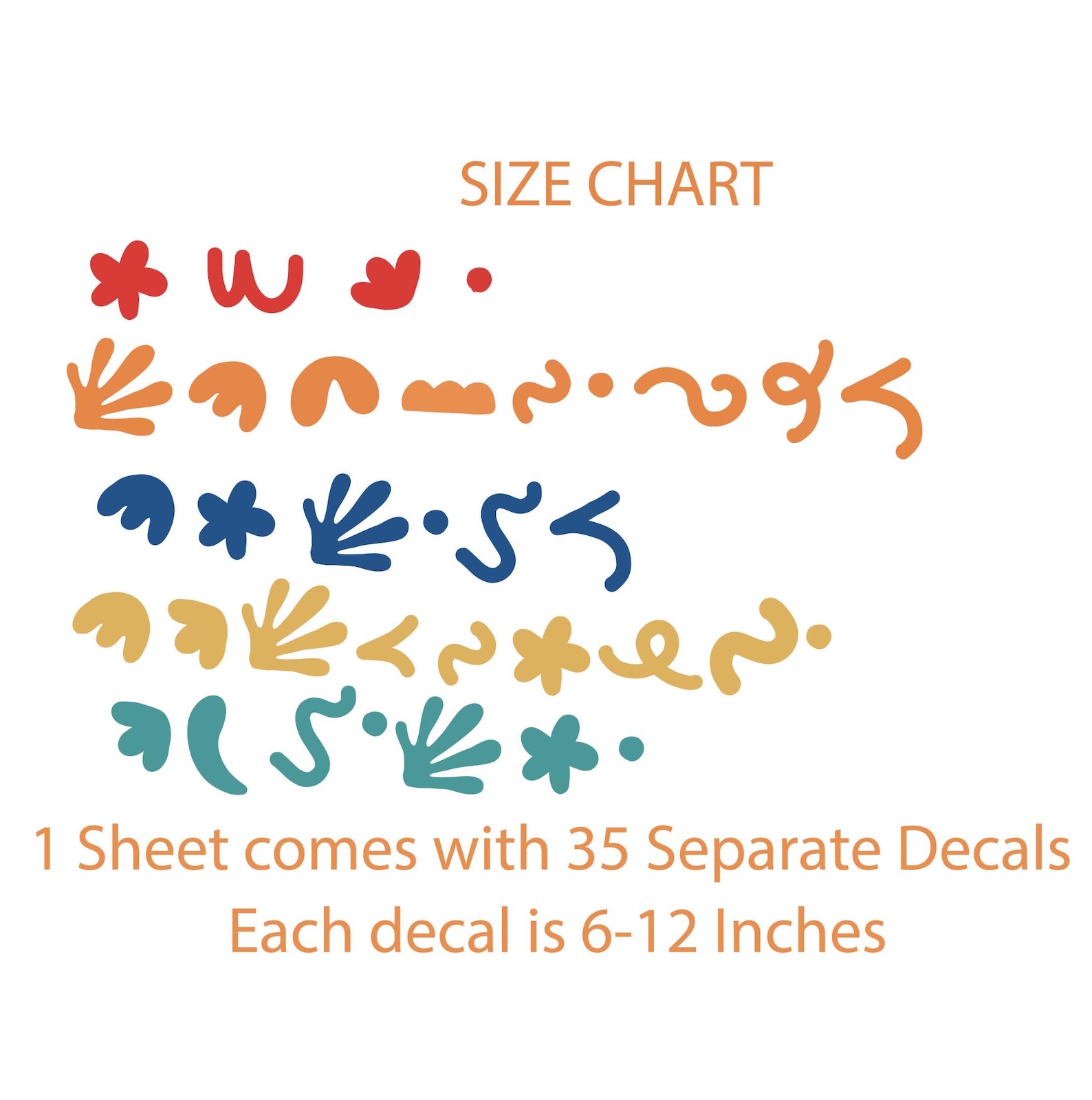 Abstract Shapes Wall Decals, Bright Pattern Colorful Stickers, Abstract ...