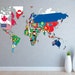 World Map Wall Decal, Global World Map Decal, Countries Flags, Wall ...