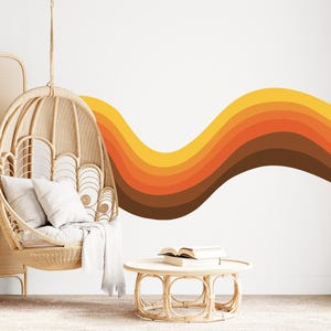 Wavy Retro Stripe Wall Decal, Retro Waves Wall Decal, Office Room ...