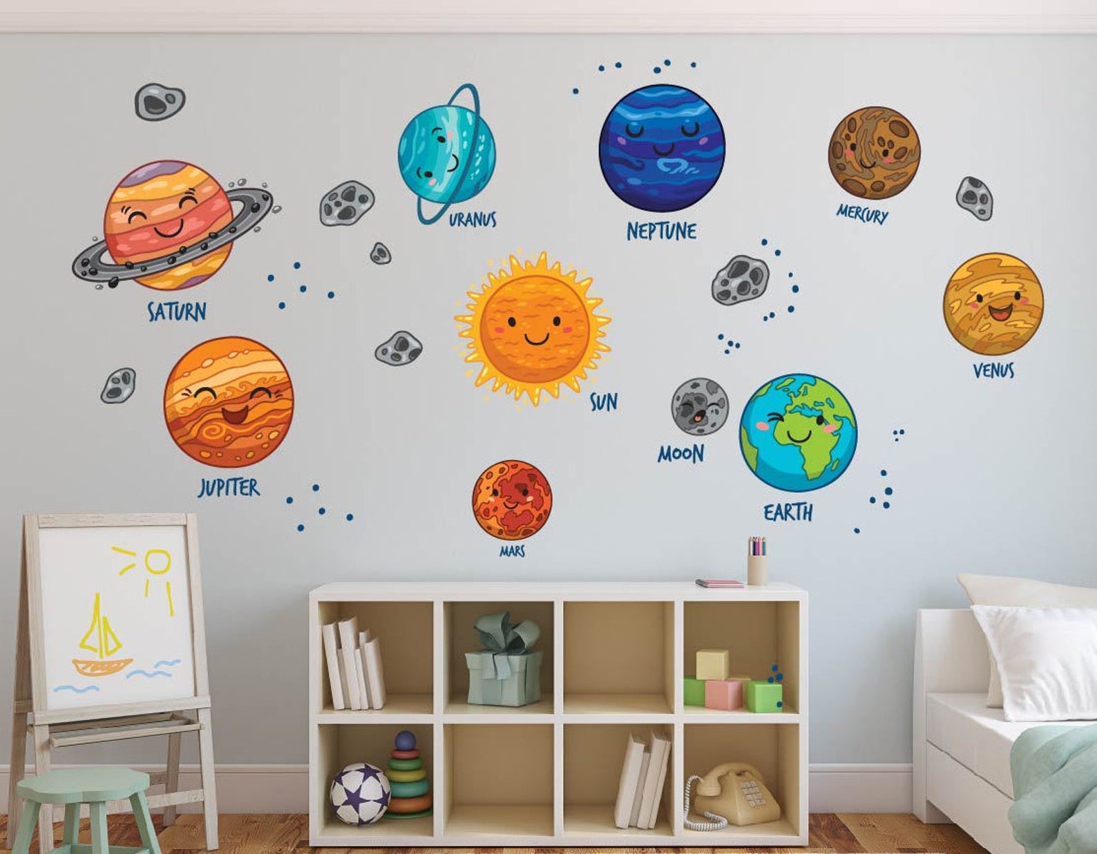 Solar System Wall Decal, Planets Wall Decal, Sun, Nursery Wall Decal ...