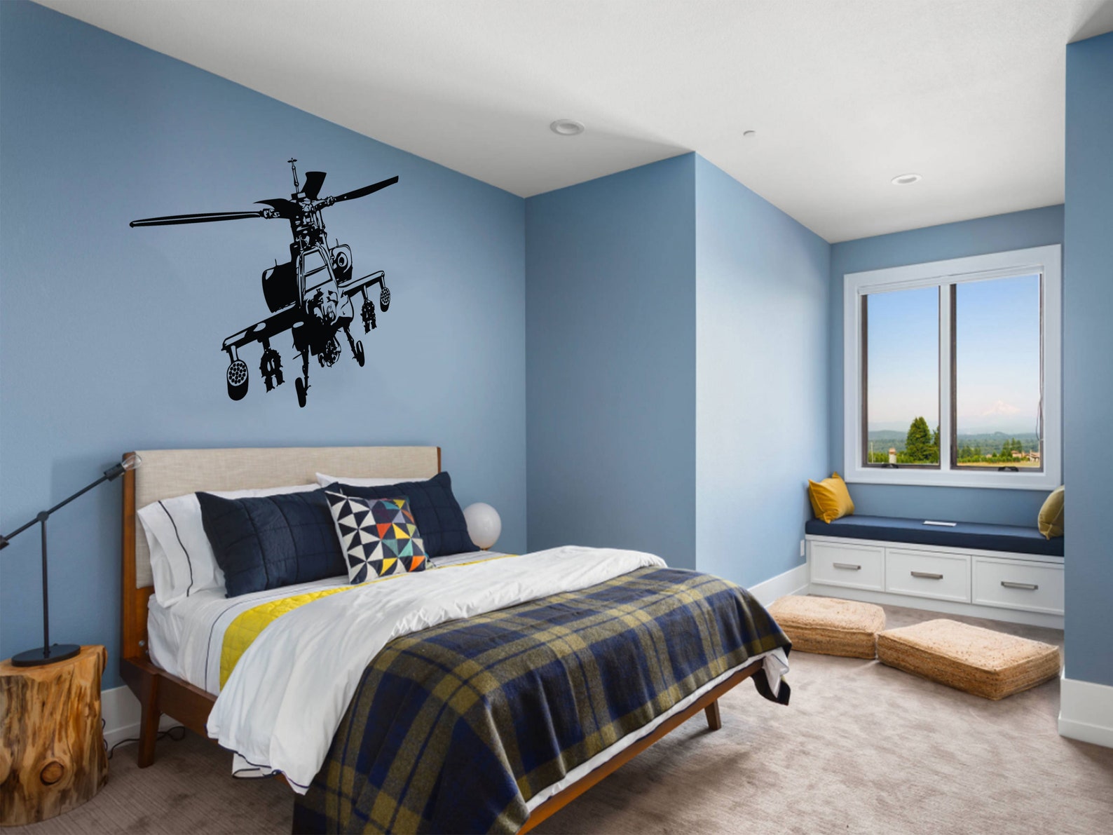 Apache Helicopter Wall Decal Fighter Helicopter Wall Decal - Etsy
