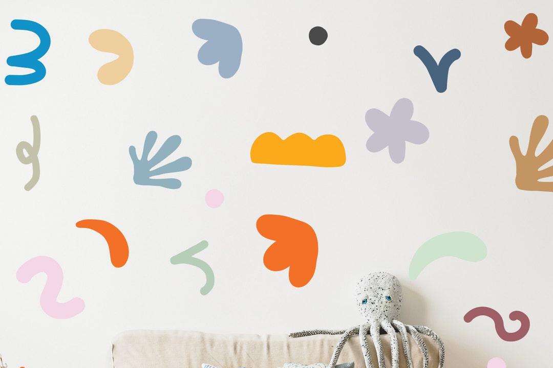 Abstract Wall Decals, Bright Pattern Colorful Stickers, Floral ...