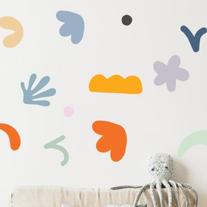 Abstract Wall Decals, Bright Pattern Colorful Stickers, Floral ...