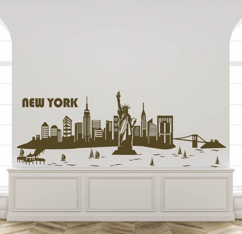 New York Skyline wall decal Statue of Liberty Decal Wall | Etsy