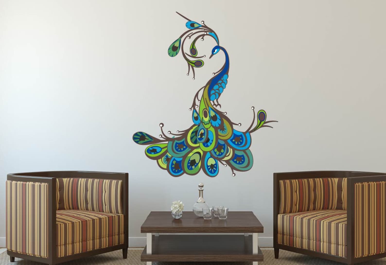Peacock Wall Decal, Peacock Fabric Wall Decal, Peacock, Fabric ...