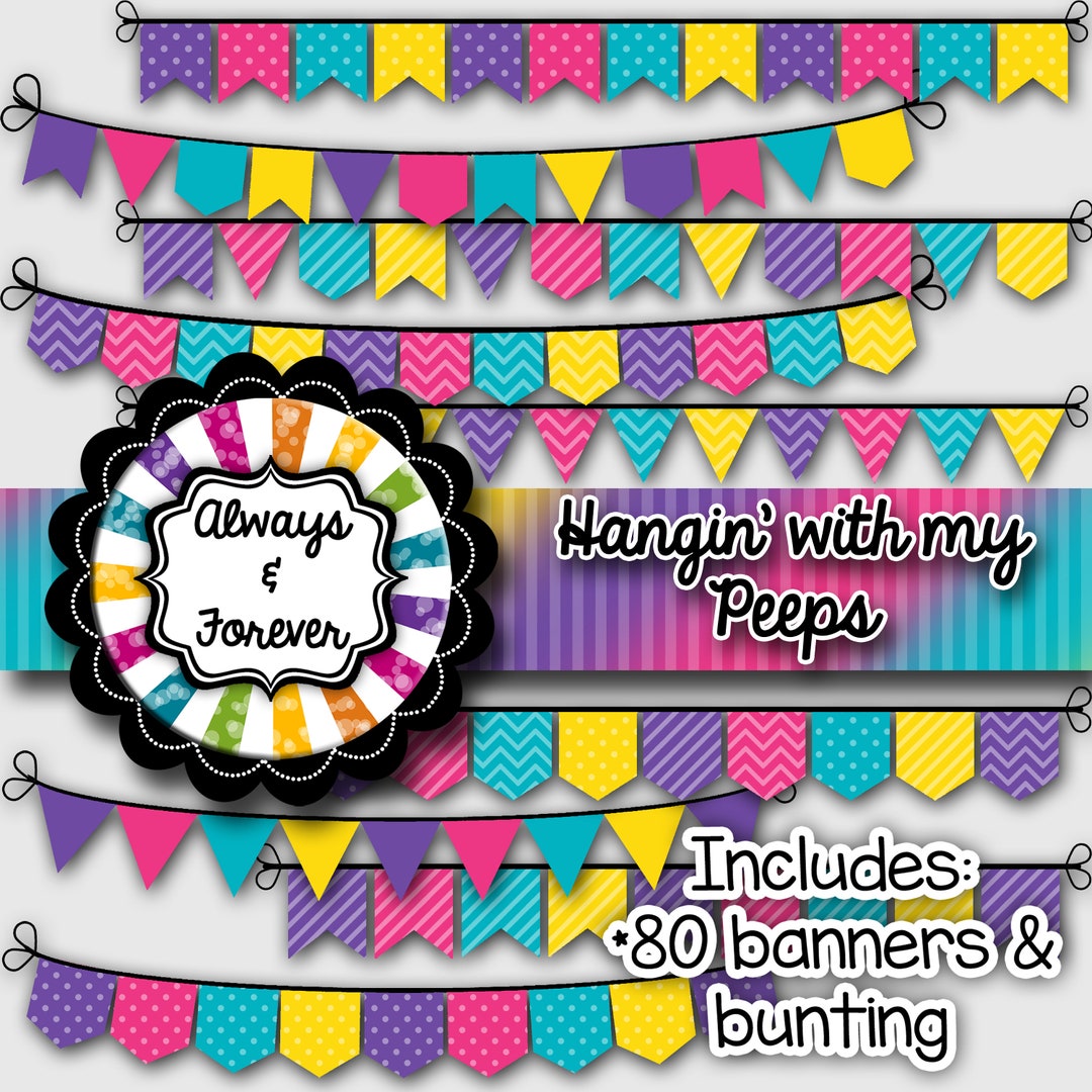 80 Banners and Bunting-bright Colors-hangin' With My Peeps - Etsy