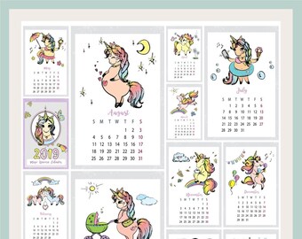 Unicorn calendar | Etsy