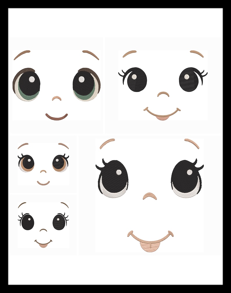 Baby Doll Faces 2 Embroidery Designs Digital Collection for Multiple ...