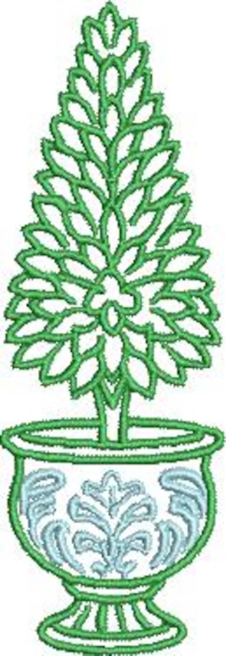 Elegant Topiary Plant Machine Embroidery Patterns: Digital Garden Art ...