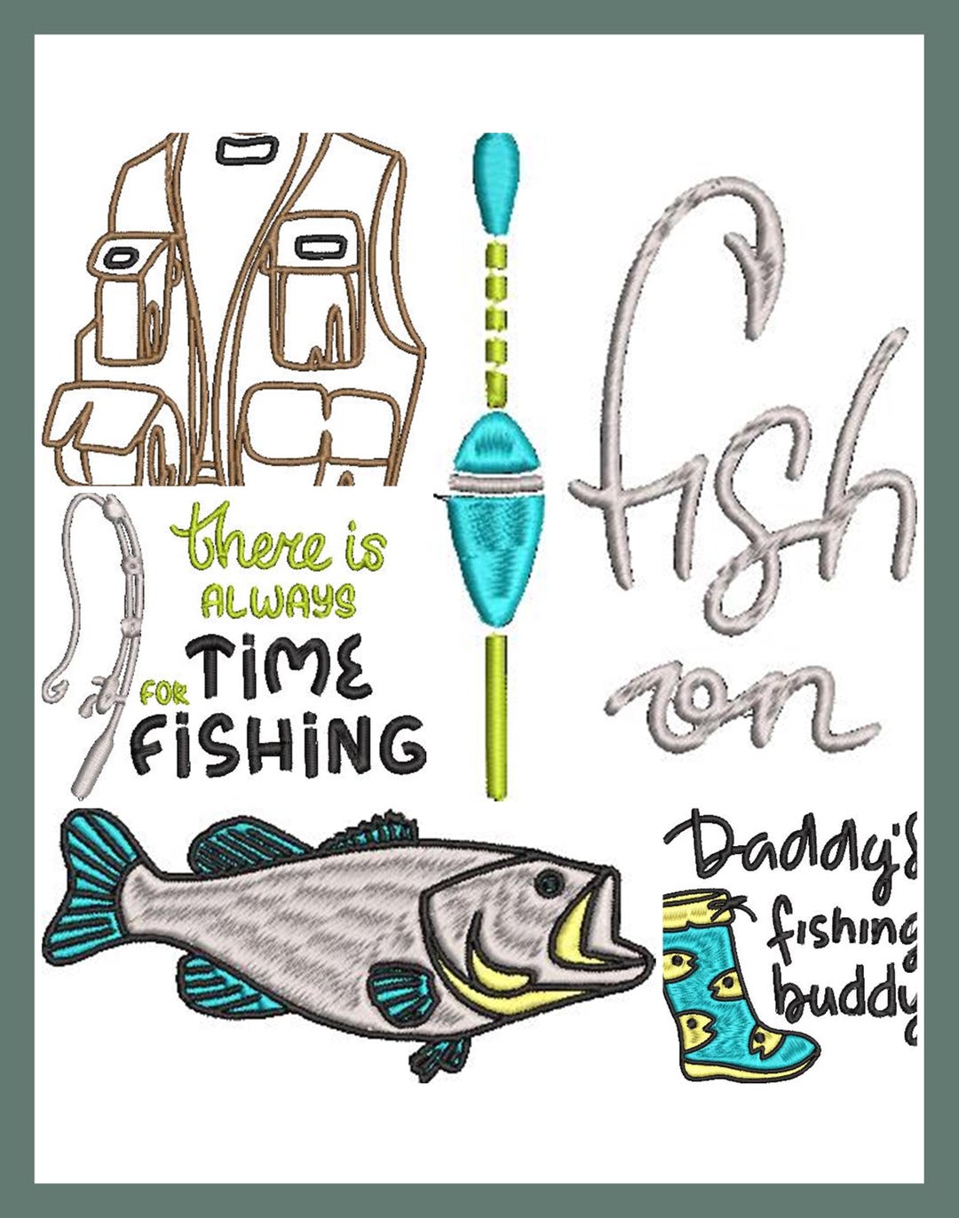 Fishing Embroidery Design Bundle: Digital Files for Machine Stitching ...