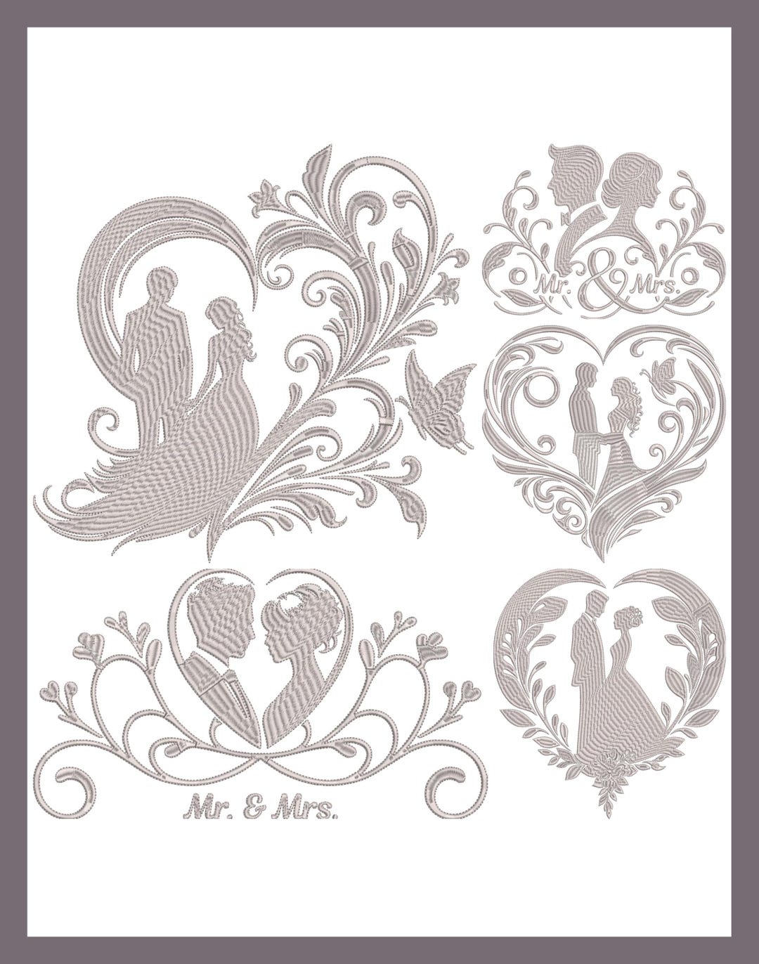 Elegant Wedding Embroidery Patterns: Multi-format Machine Designs for ...