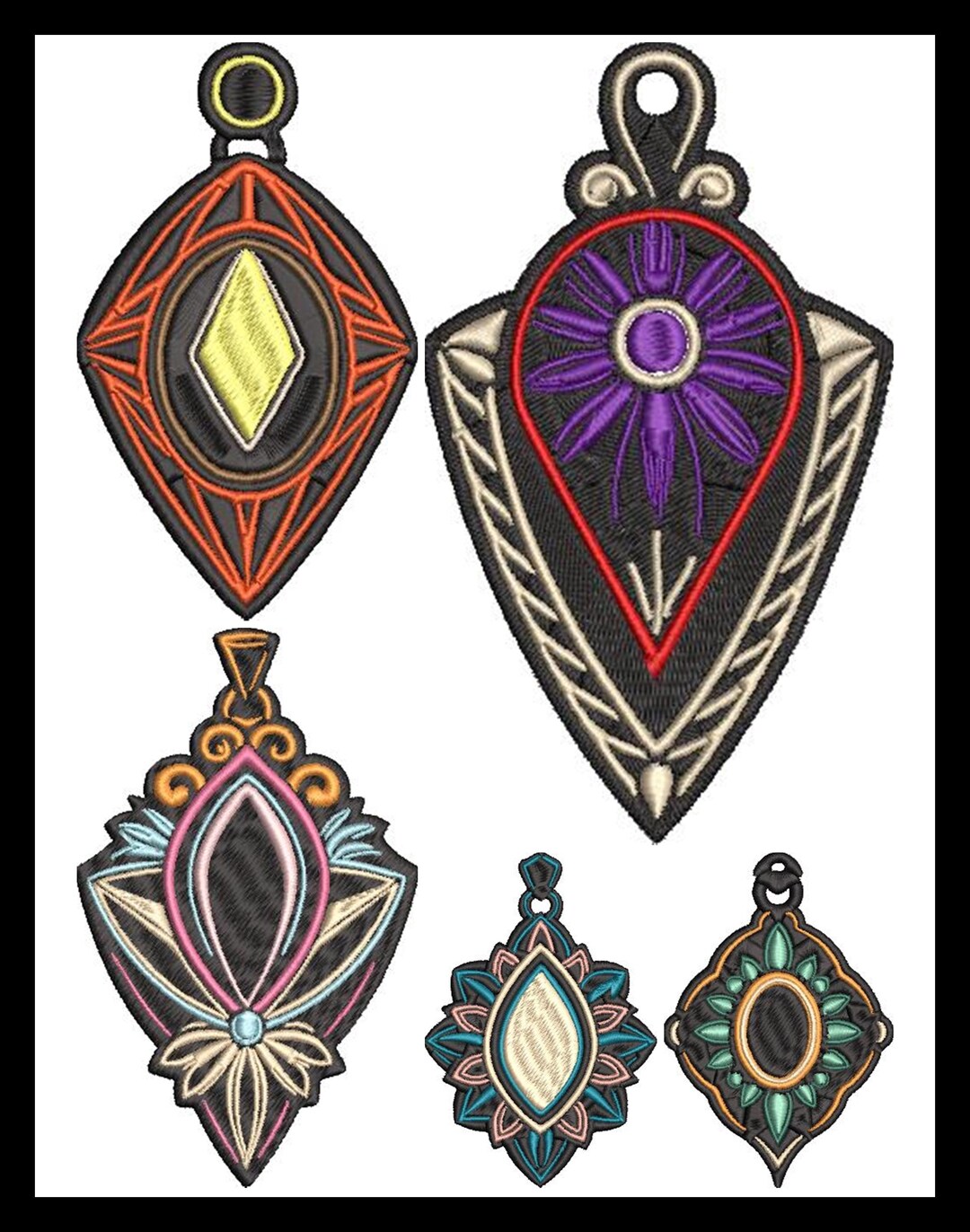 Machine Embroidery Pendant Designs for DIY Crafters: Unique Patterns ...