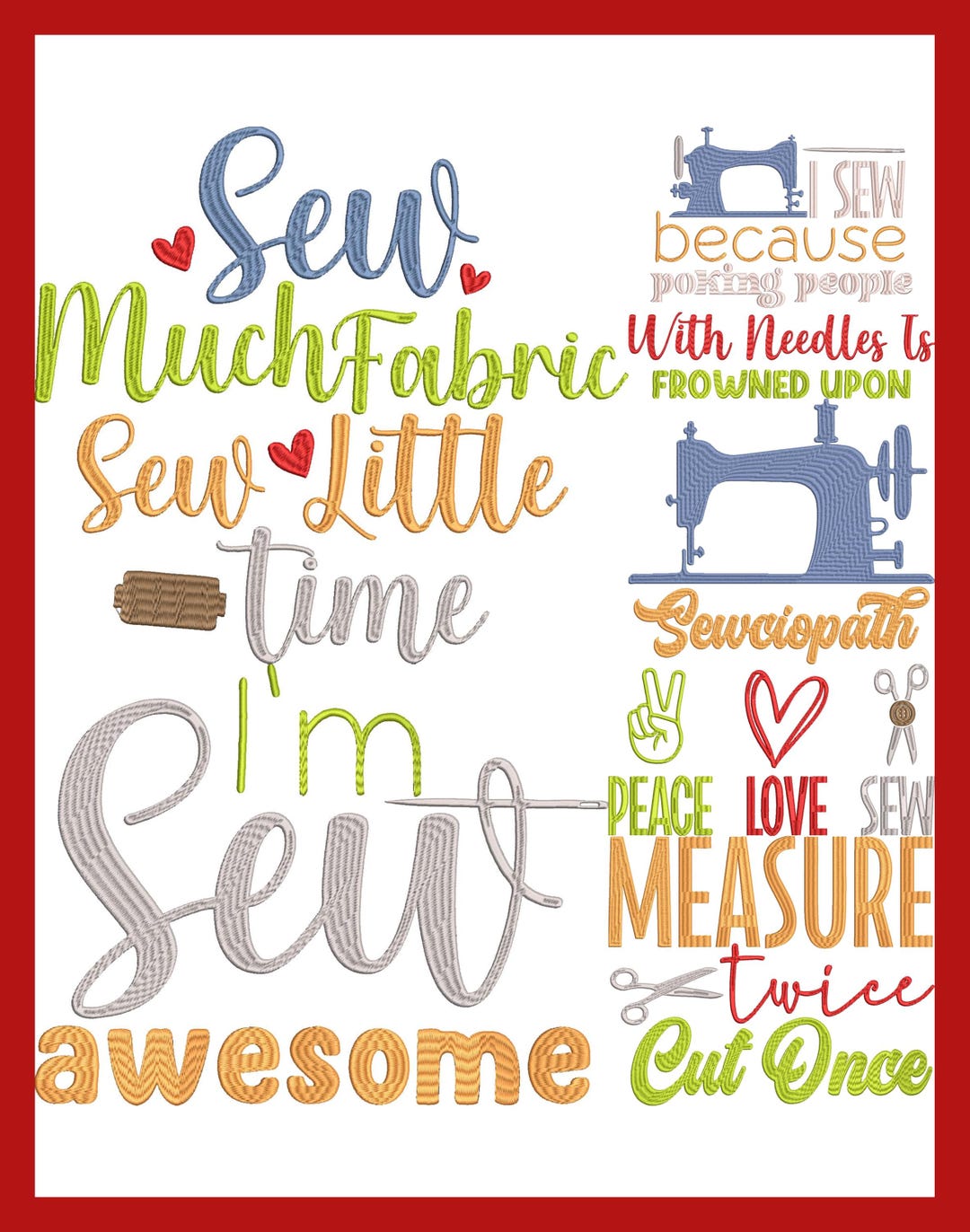 Humorous Sewing Embroidery Designs Witty Quotes for Crafters Machine ...