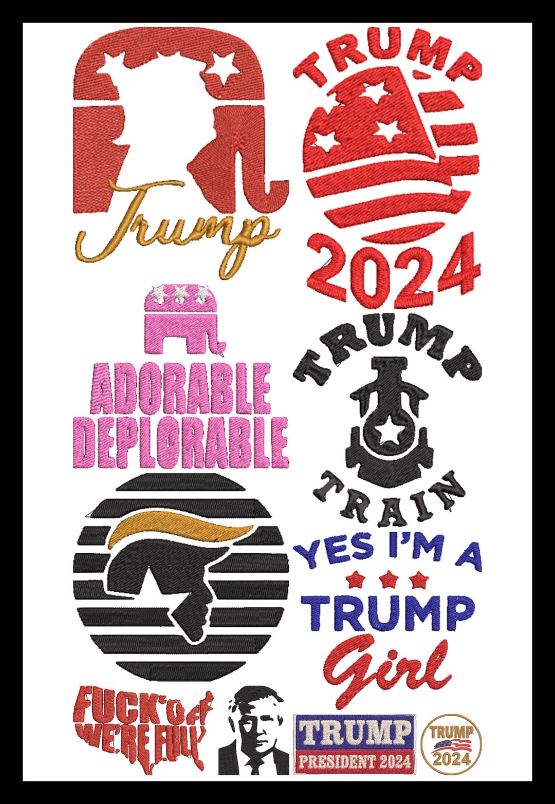 Trump Machine Embroidery Designs Bundle 1 - Etsy