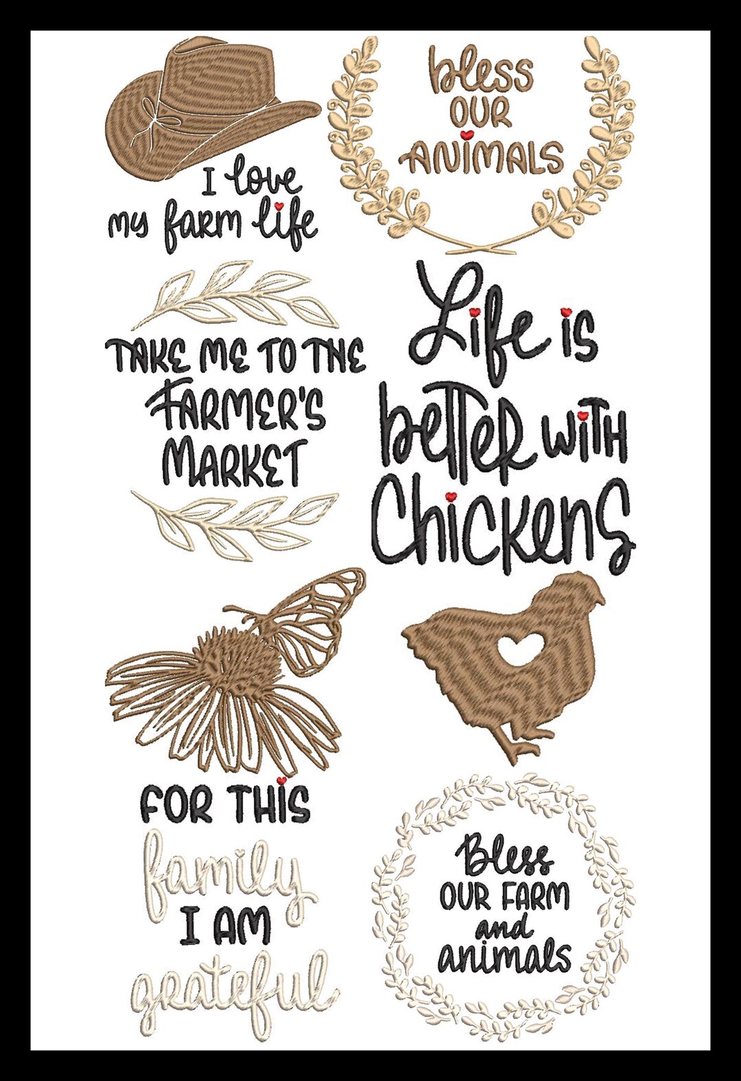 Farm Life Embroidery Design Bundle: Digital Download for Machine Sewing ...