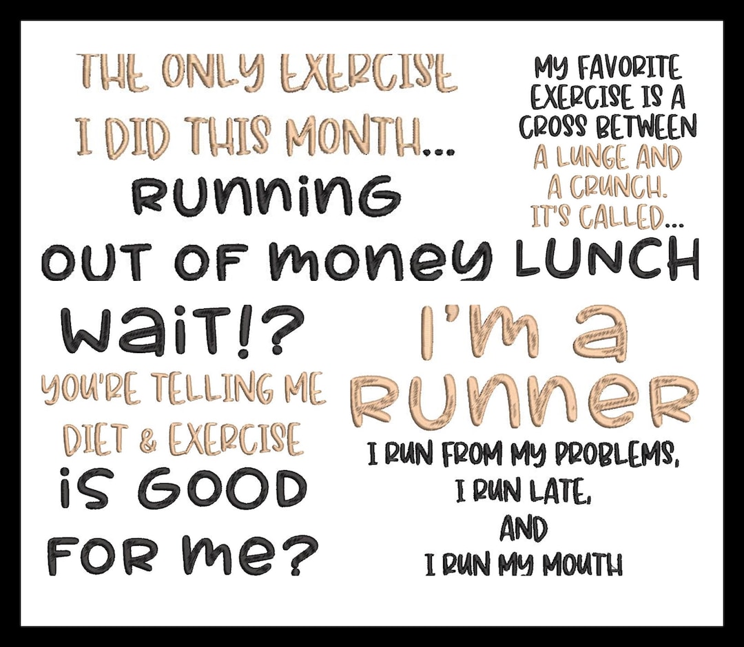 Exercise Motivation Embroidery Bundle: Fitness Quotes & Gym Sayings for ...