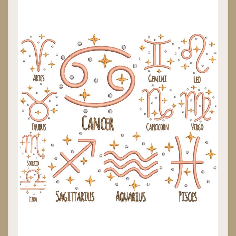 Embroidery Patterns for Zodiac Signs - Etsy