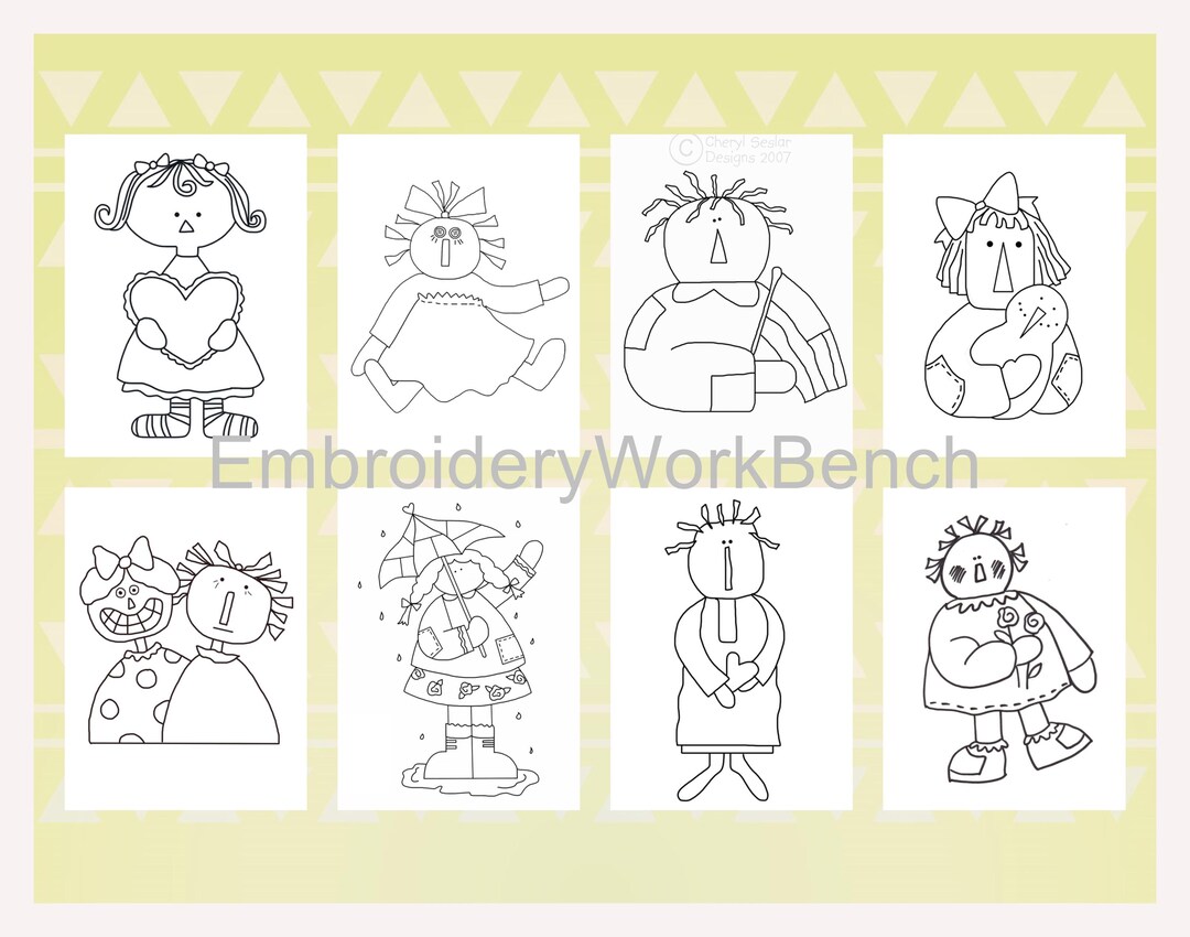 8 Cute Cartoon Primitive Coloring Pages - Etsy