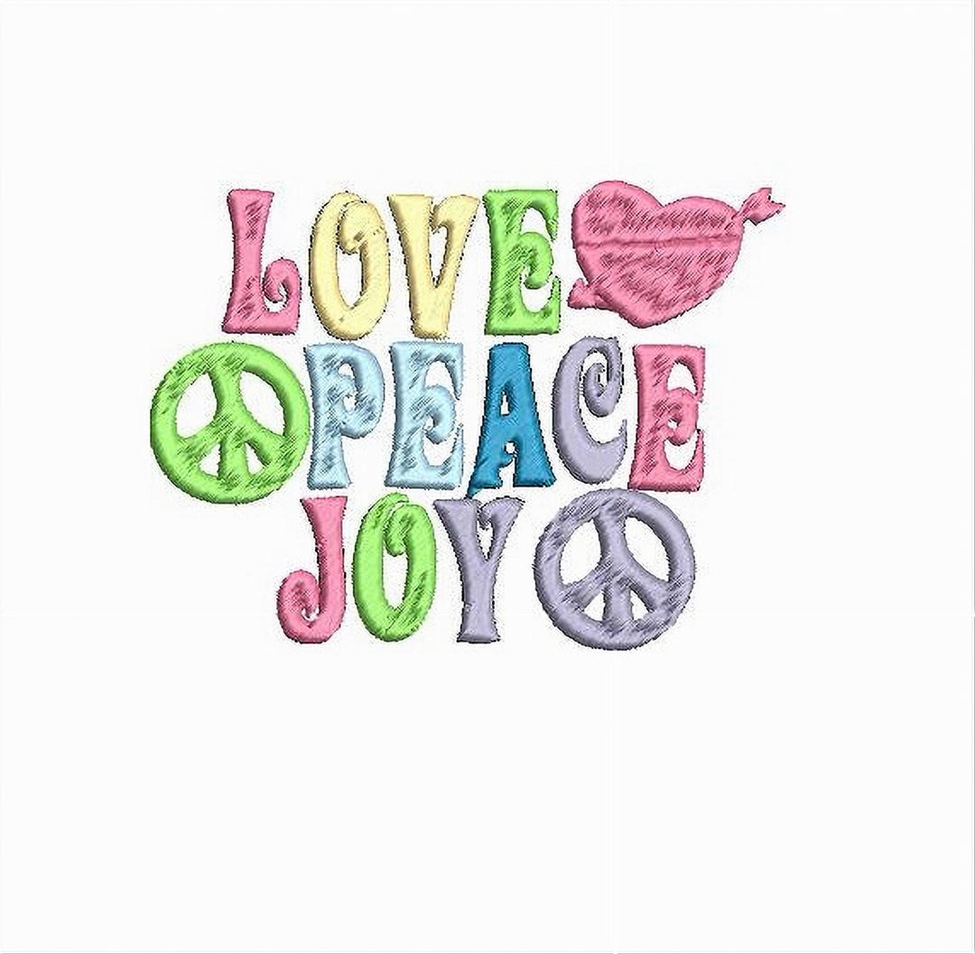 Peace and Love Machine Embroidery Design Hippie Inspired Artwork for ...