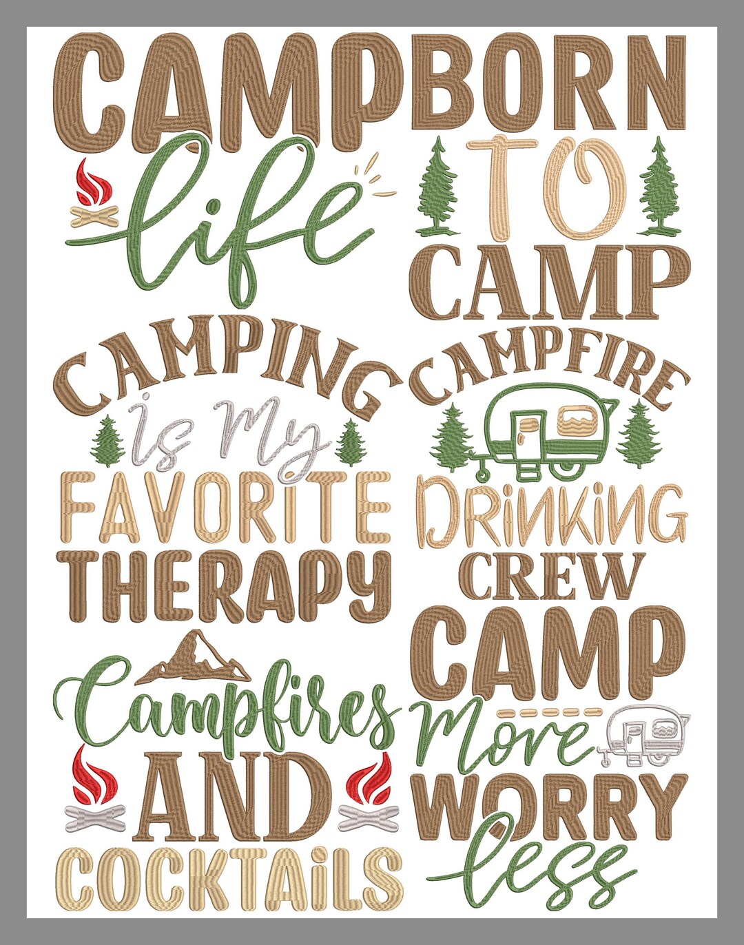 Camping Machine Embroidery Design Bundle - Etsy