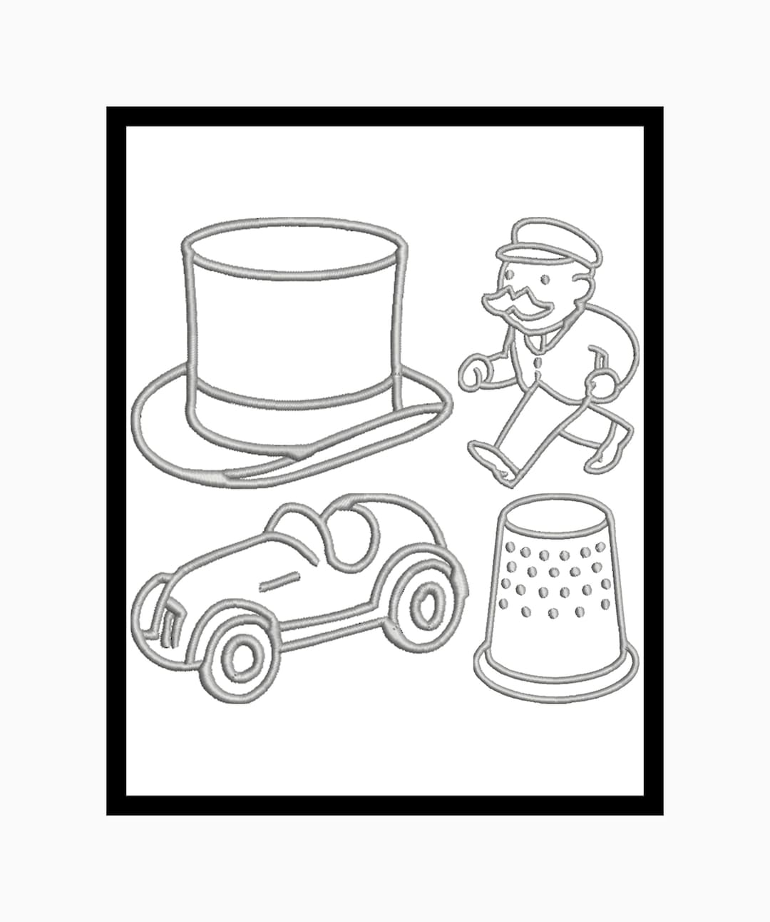 Monopoly Board Game Themed Machine Embroidery Designs for Crafting and ...