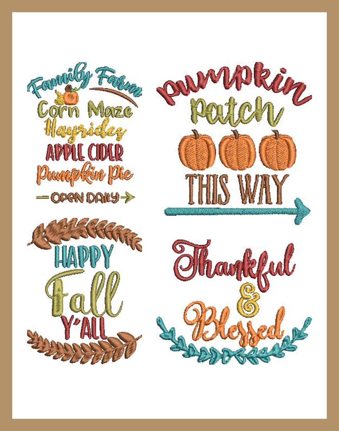 Autumn Machine Embroidery Bundle: Digital Pumpkin & Seasonal Designs ...