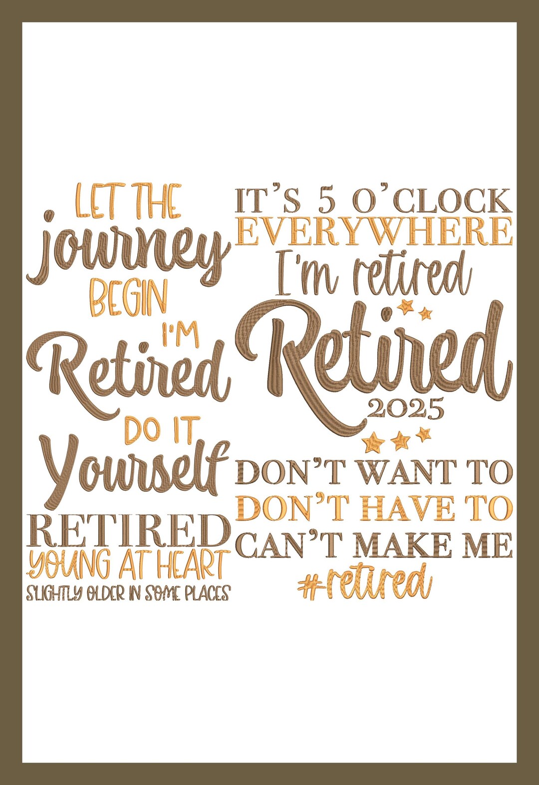 Retirement Embroidery Design Bundle: Digital Sewing Patterns for ...