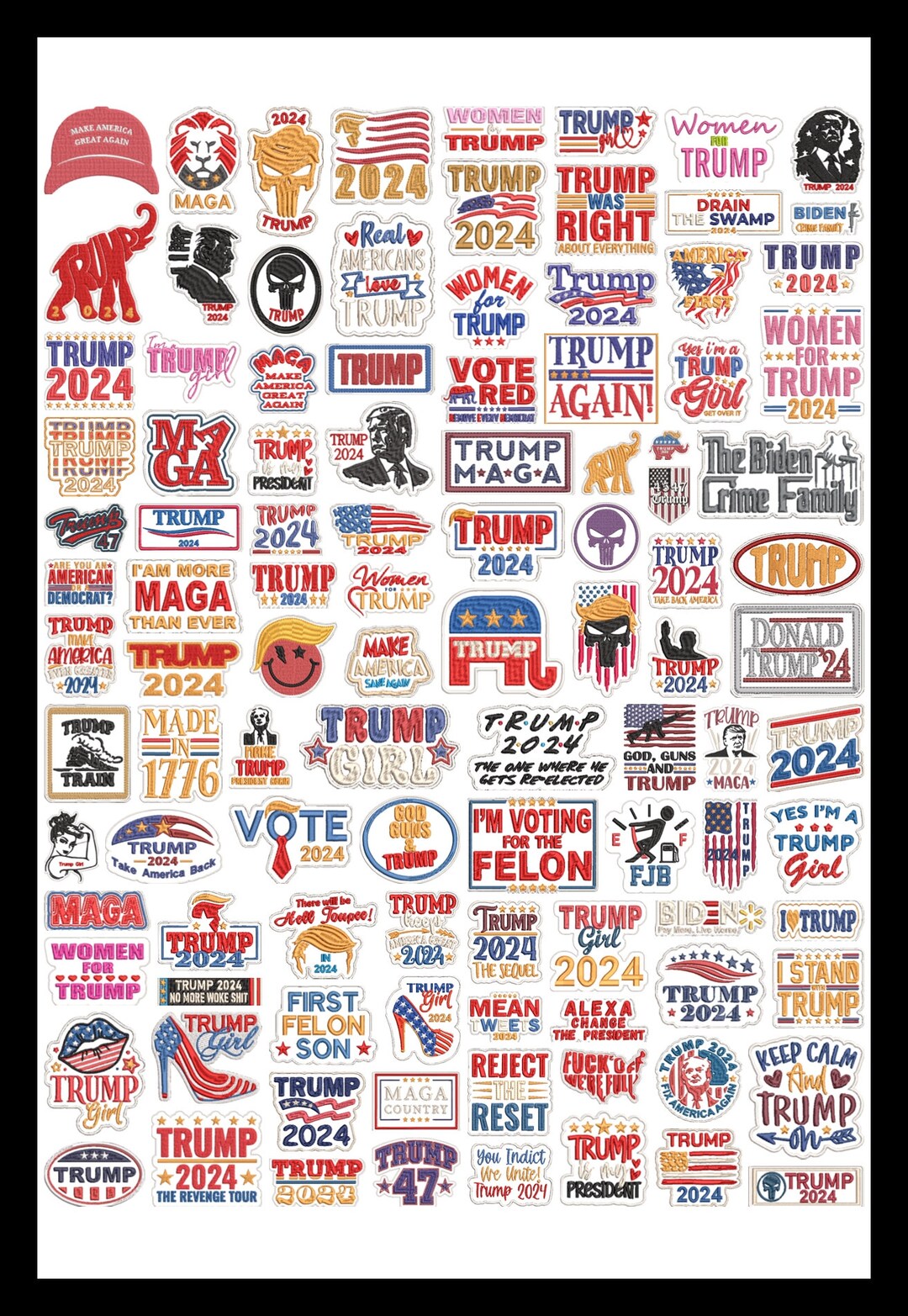 NEW MAGA 100 Piece Trump 2024 Machine Embroidery Designs - Etsy