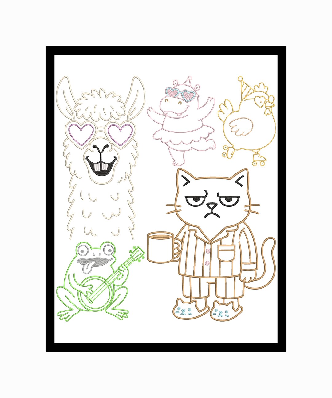 Whimsical Animals Embroidery Bundle: Playful Designs for Stitching ...