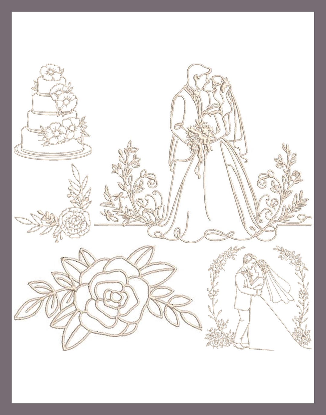 Elegant Wedding Embroidery Patterns: Multi-format Machine Designs for ...