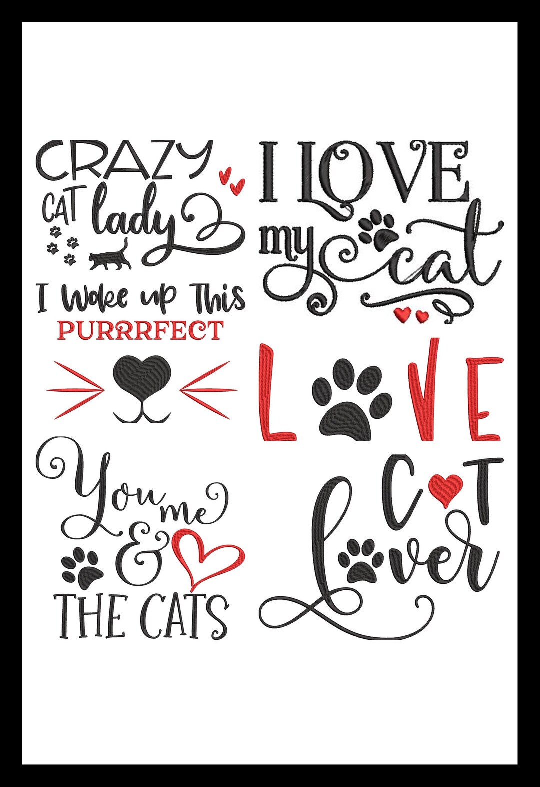 Feline-inspired Machine Embroidery Bundle: Digital Cat Designs for ...