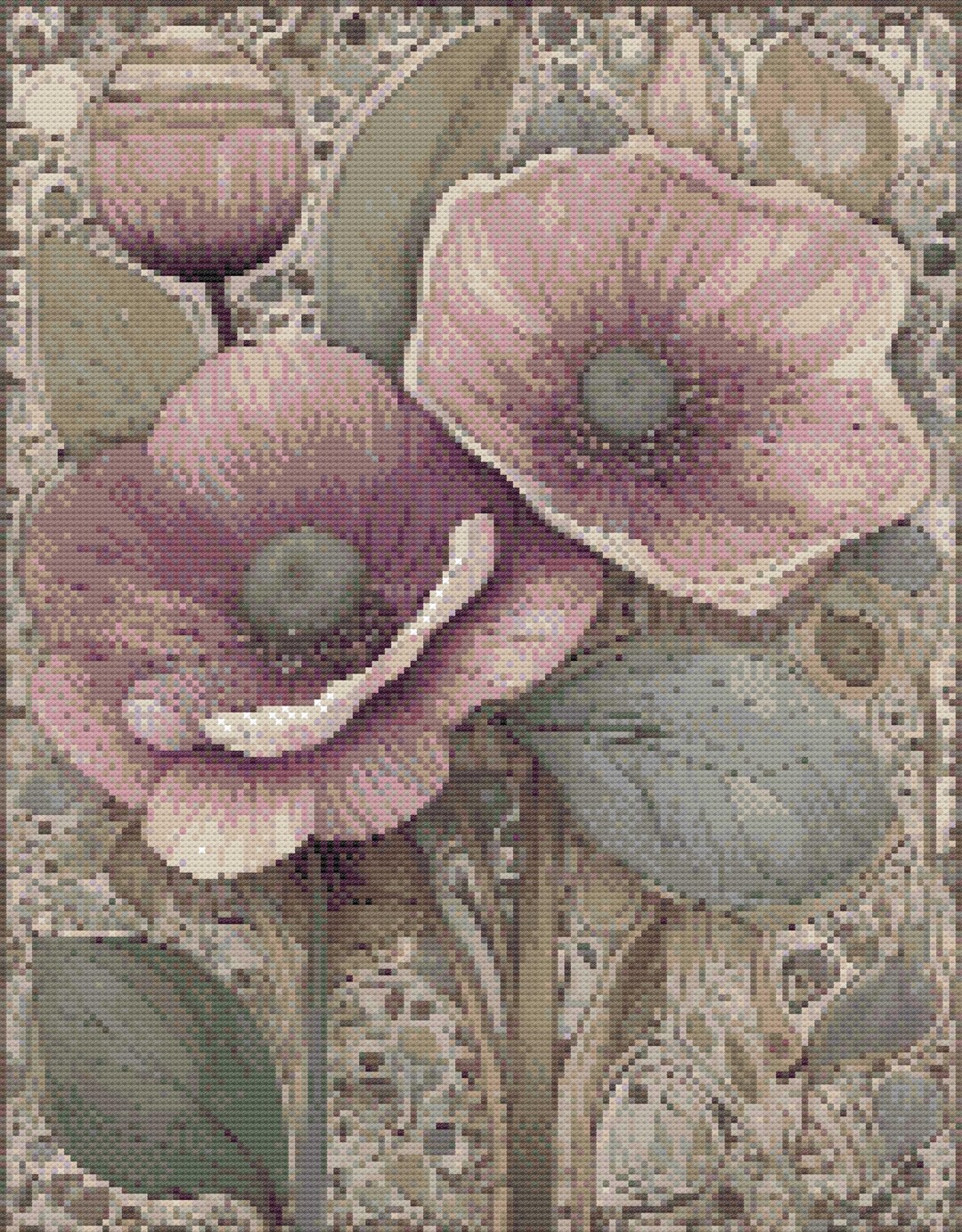 Autumnal Floral Cross Stitch Design: Colorful Watercolor Inspired ...