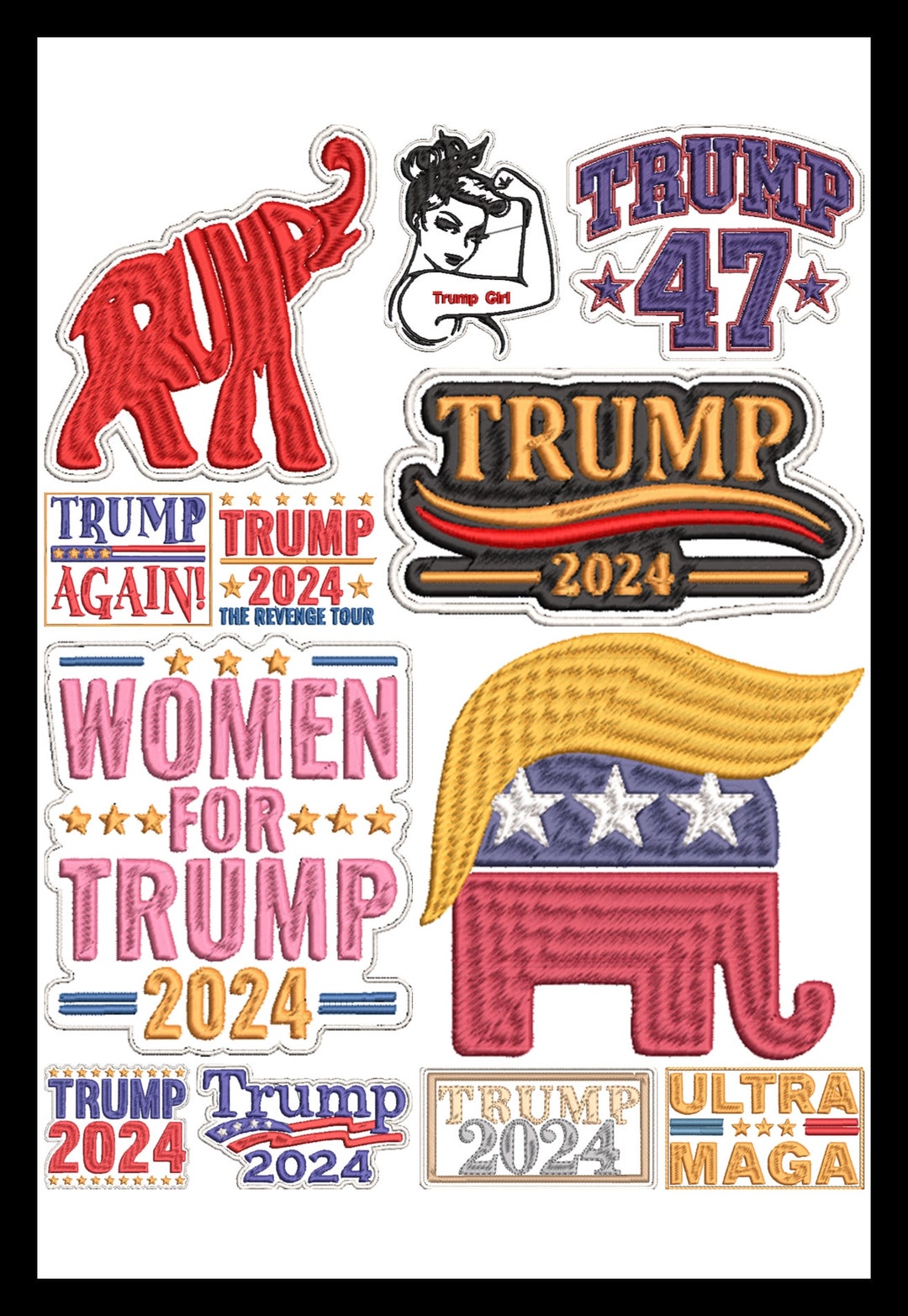 12 New Trump 2024 Machine Embroidery Designs Bundle 6 - Etsy