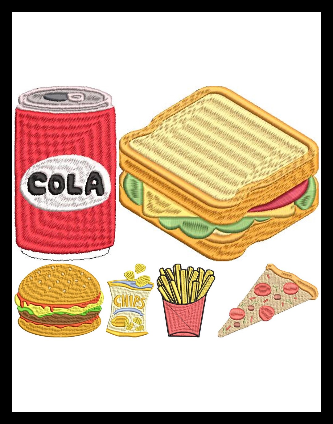 Fast Food Embroidery Designs DIY Craft Collection for Machine Stitching ...