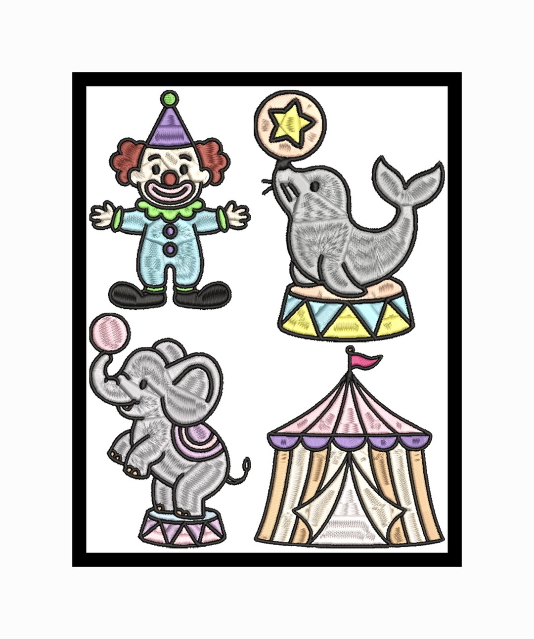 Whimsical Circus Embroidery Patterns: Digital Designs for Machine ...