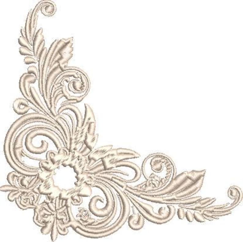 Vintage Floral Lace Corner Embroidery Pattern: Digital Download for ...