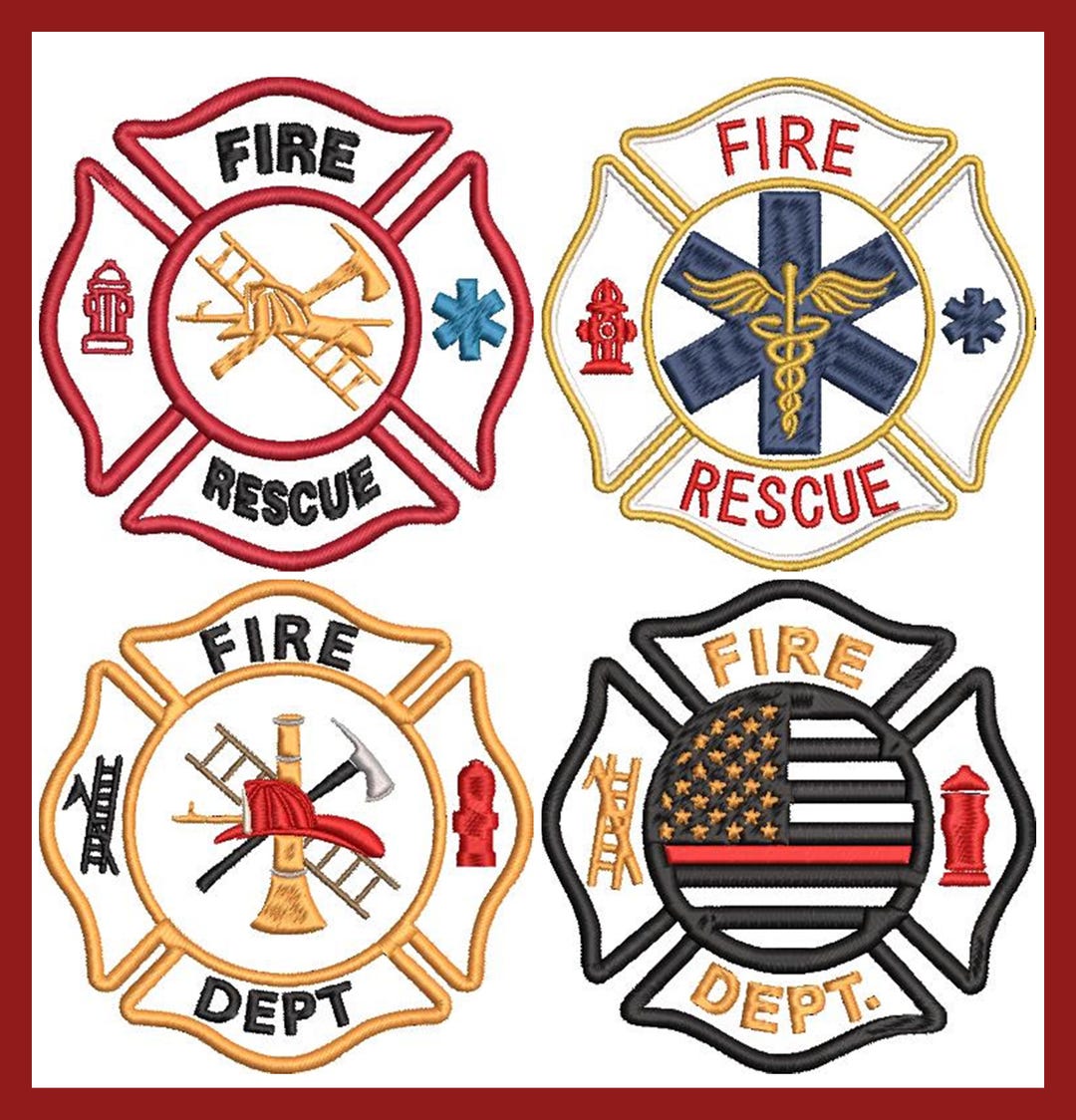 Firefighter Embroidery Design Collection: Digital Patterns for Machine ...