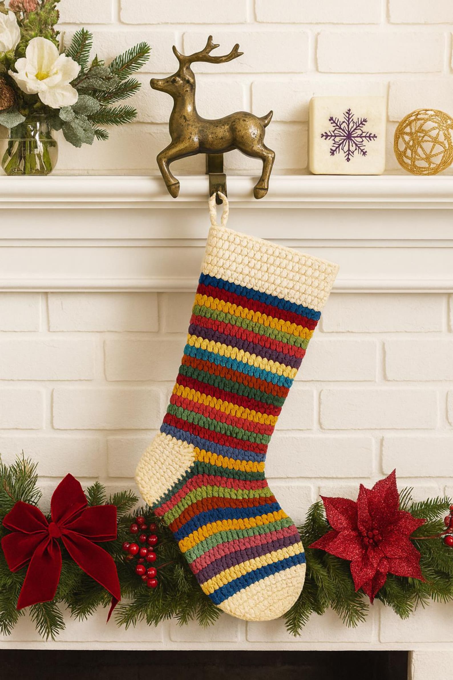 Scrappy Striped Christmas Stocking Crochet Pattern — Colourful Scrap ...
