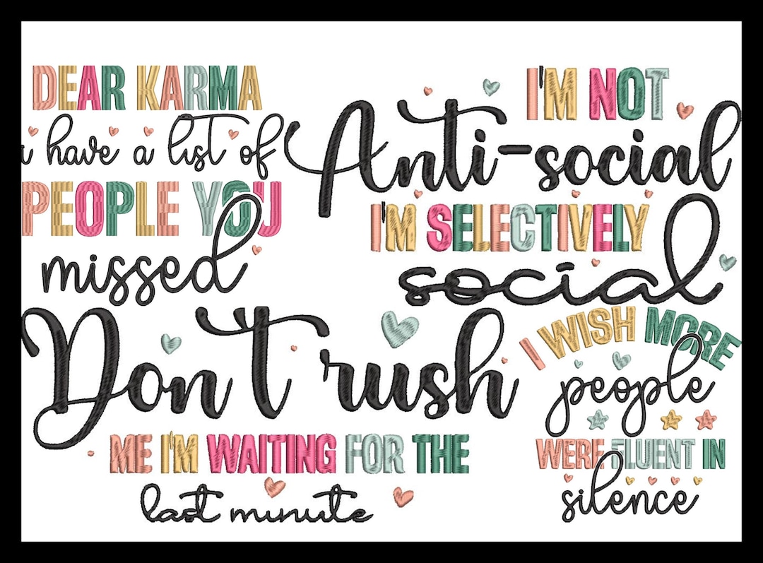 Inspirational Quotes Machine Embroidery Design Bundle Motivational ...