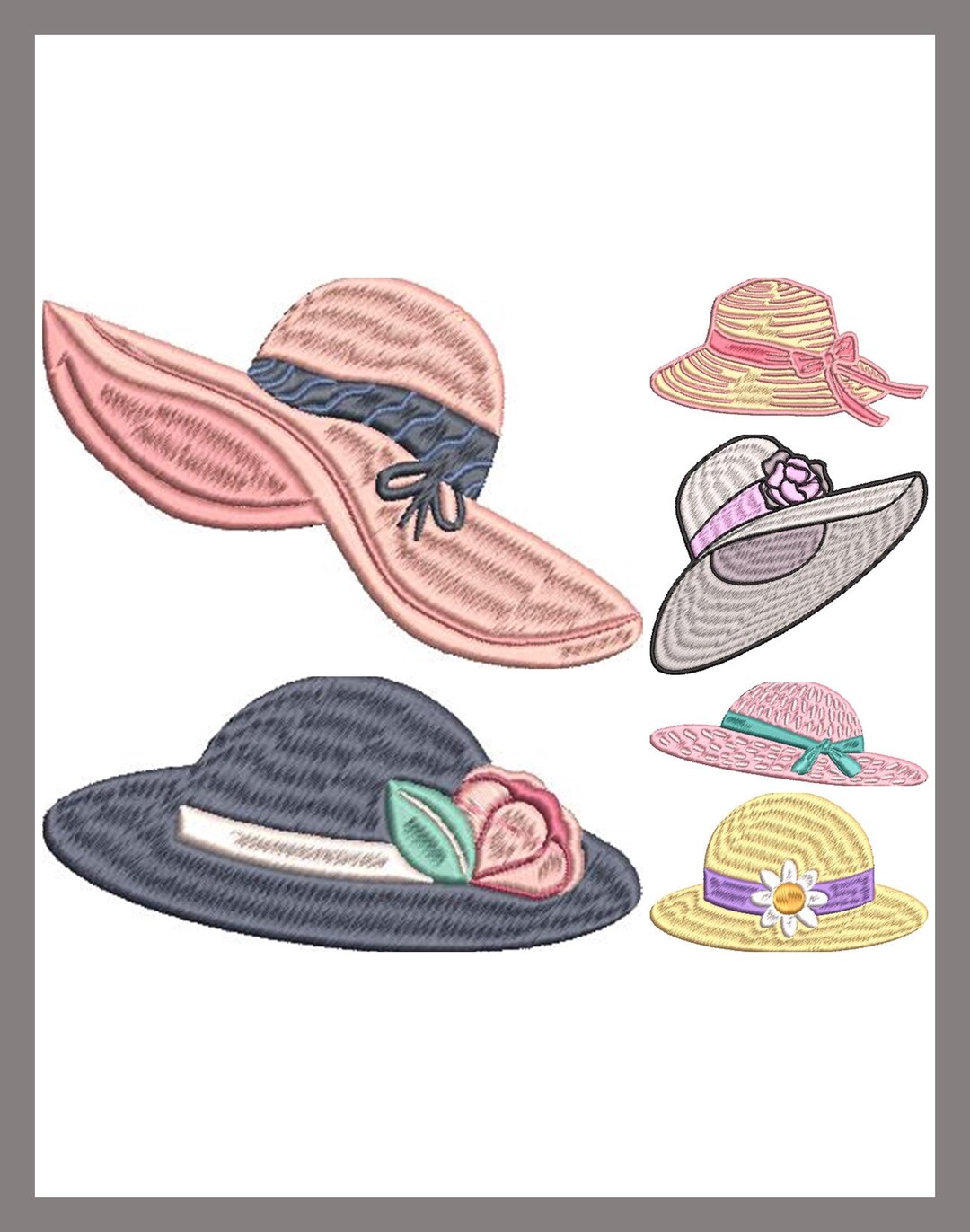 Embroidered Hat Designs Bundle Digital Downloads for Crafters, Machine ...