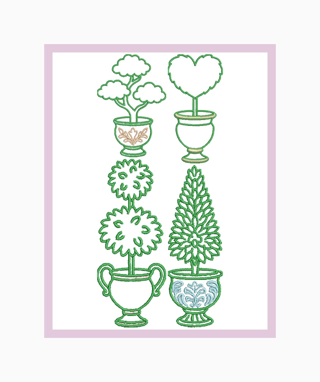 Elegant Topiary Plant Machine Embroidery Patterns: Digital Garden Art ...
