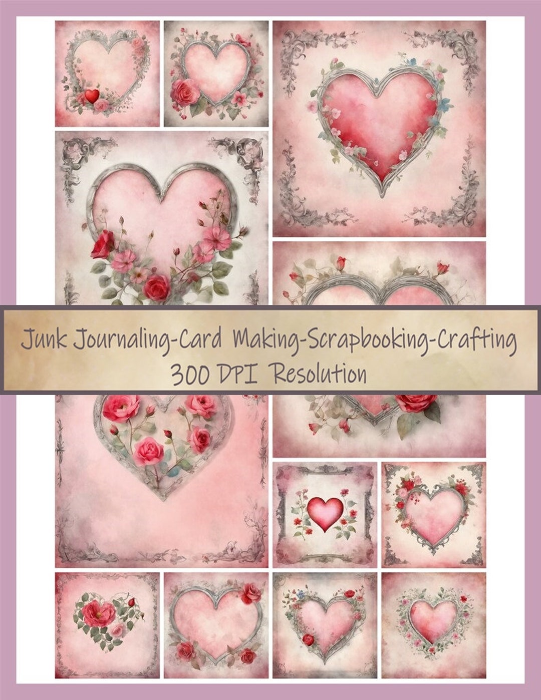 Heart Paper Design Watercolor Graphics 3 - Etsy