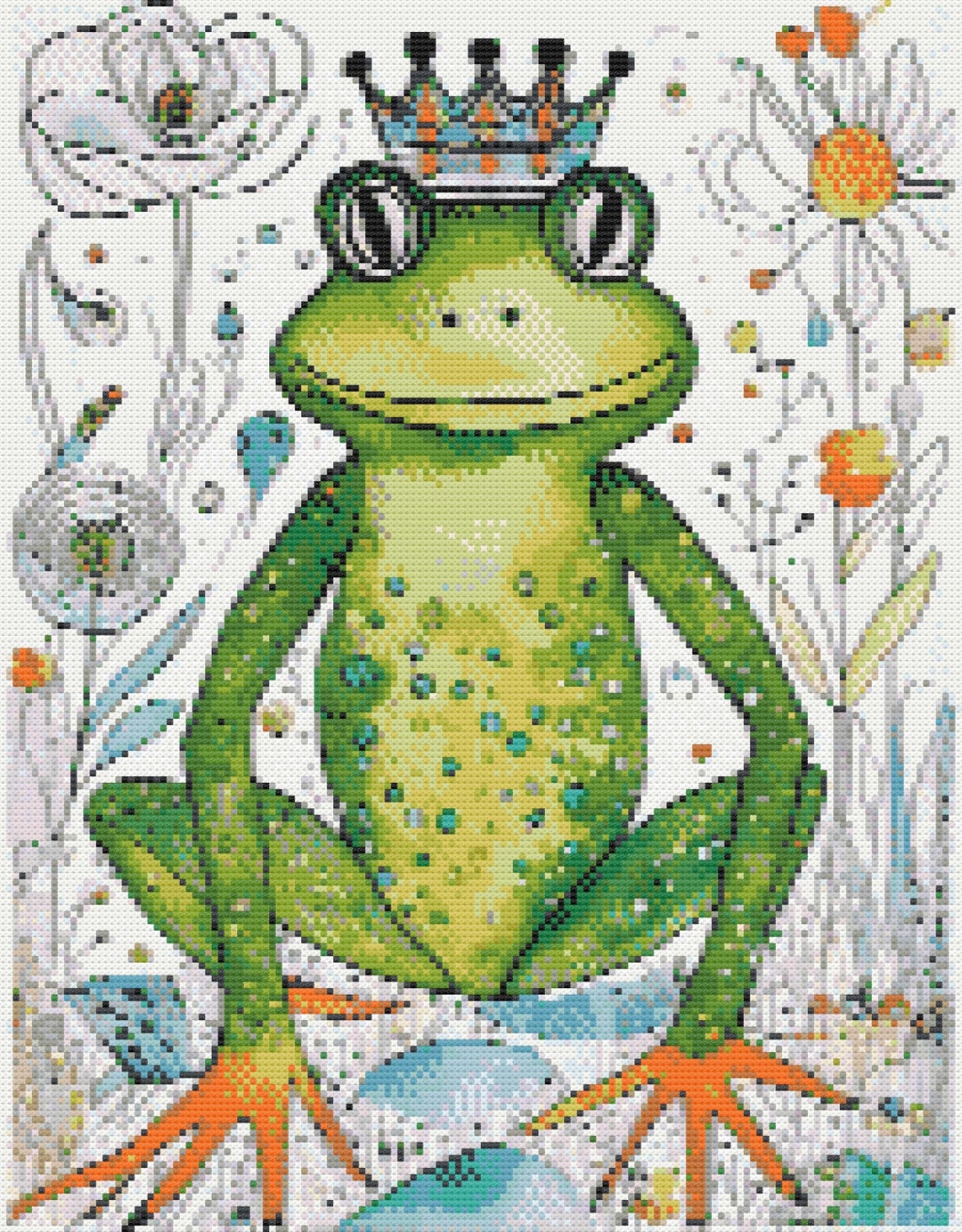 Watercolor Prince Frogs Design Cross Stitch Pattern - Etsy