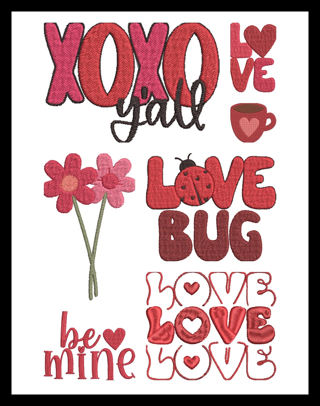 Valentine Machine Embroidery Design Bundle - Etsy