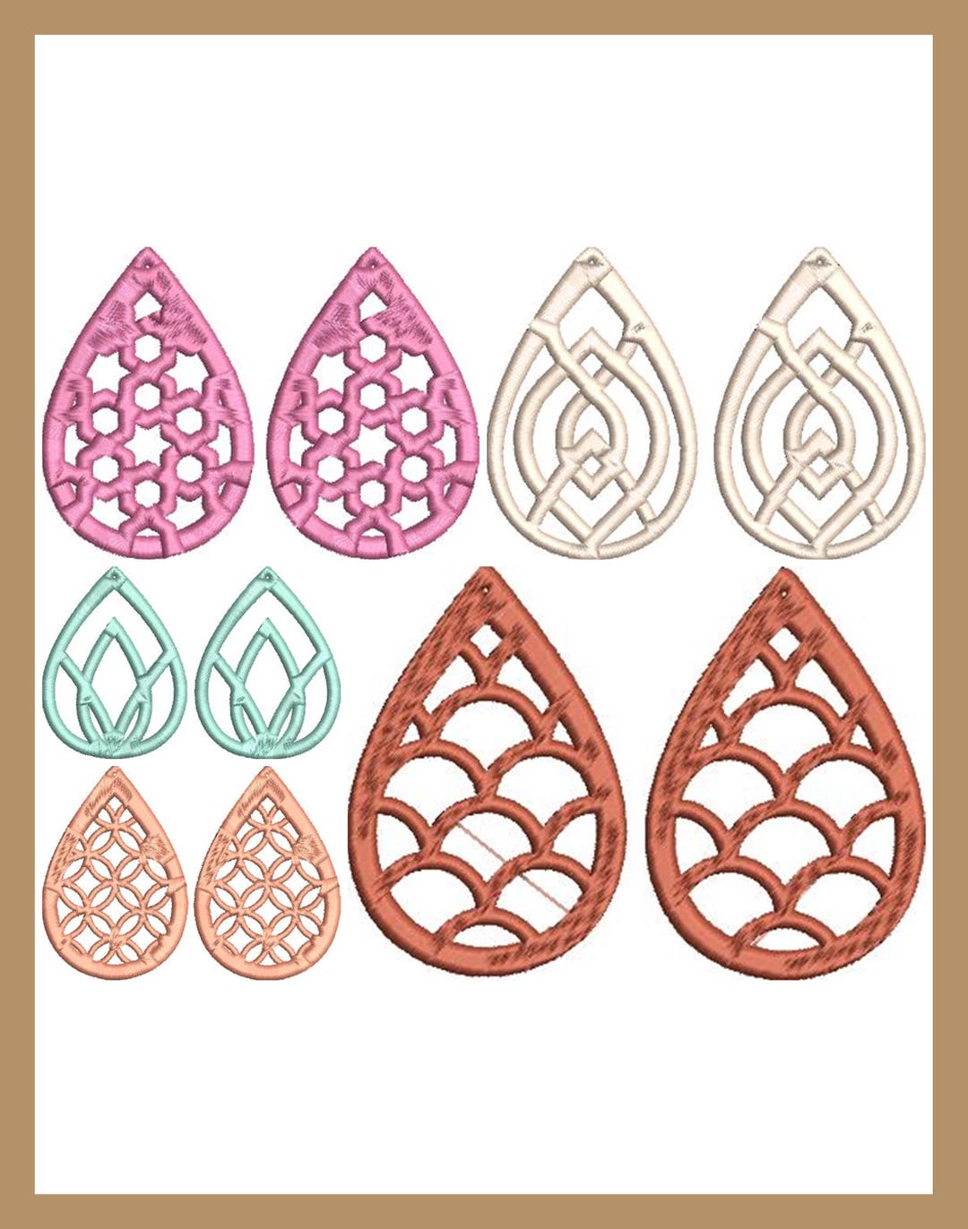 Machine Embroidery Designs for DIY Earrings: Crafters' Digital Patterns ...