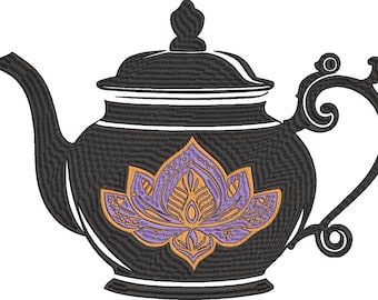 Teapot Machine Embroidery Design, Instant Download - Etsy