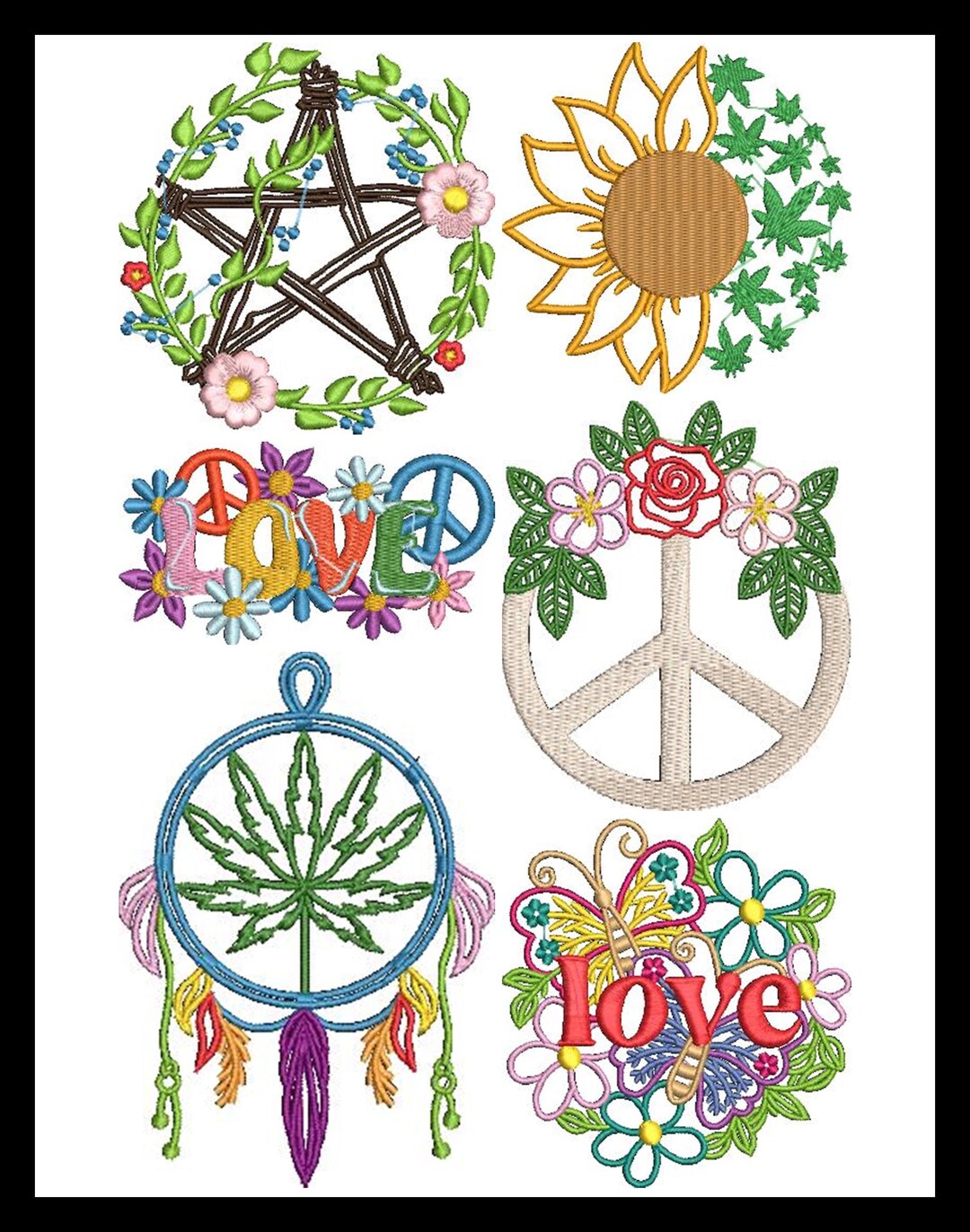 Embroidery Design Bundle Hippie Machine Collection - Digital Download ...