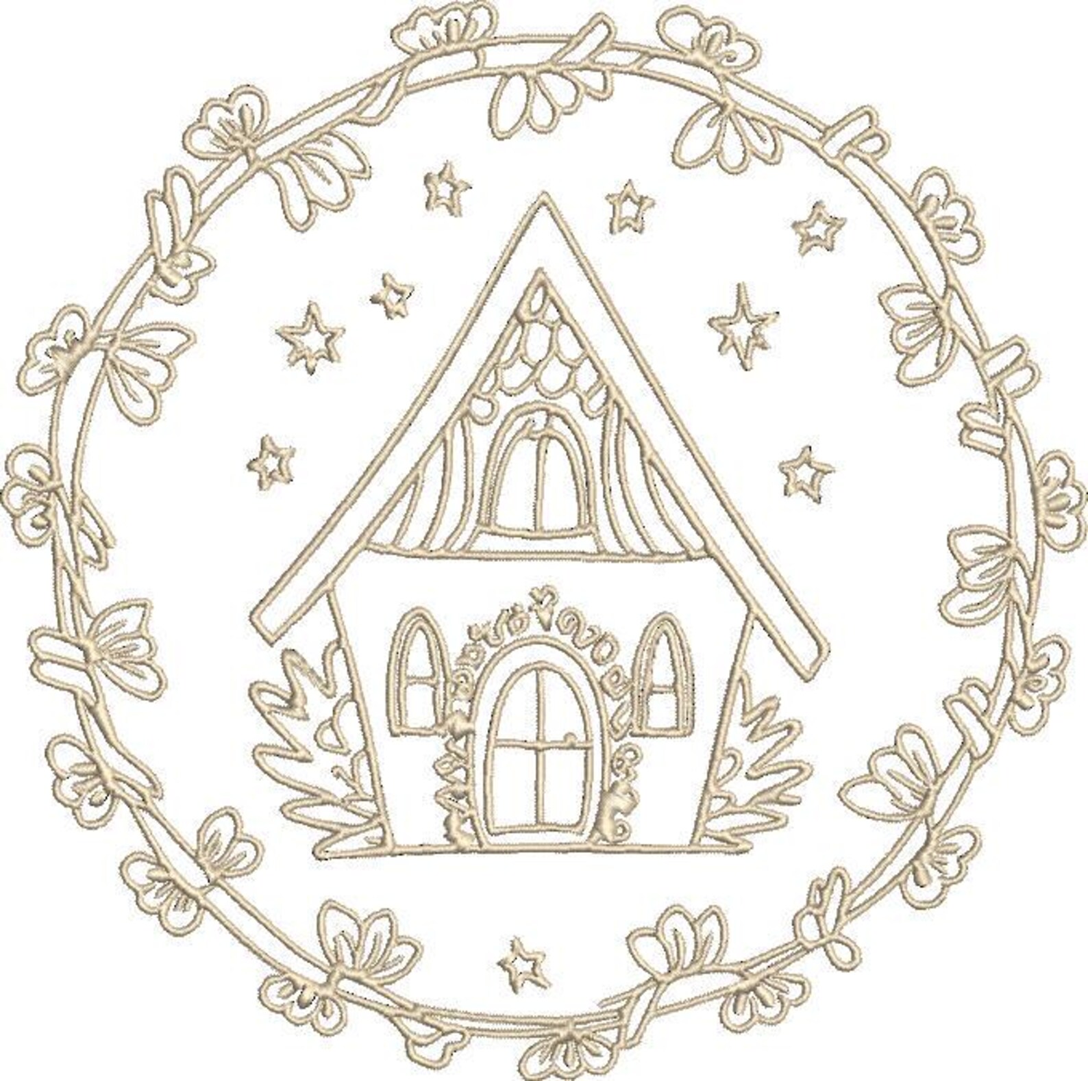 Rustic Cottage Wreath Machine Embroidery Patterns: Multi-format Designs ...