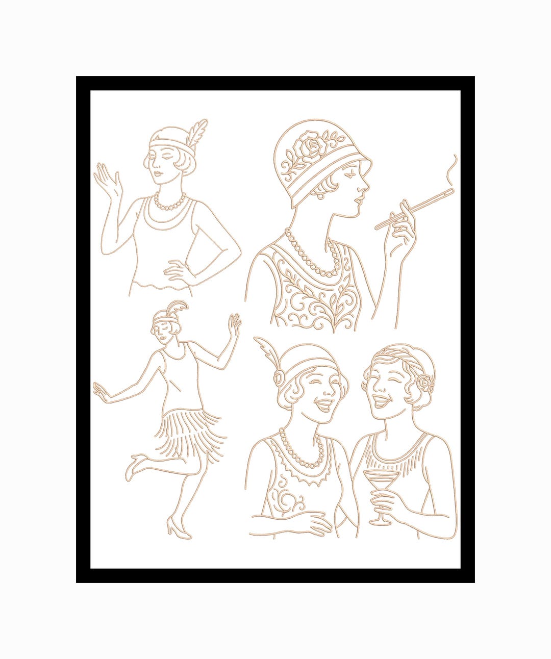 Flapper Inspired Girls Embroidery Patterns: Multi-format Machine ...